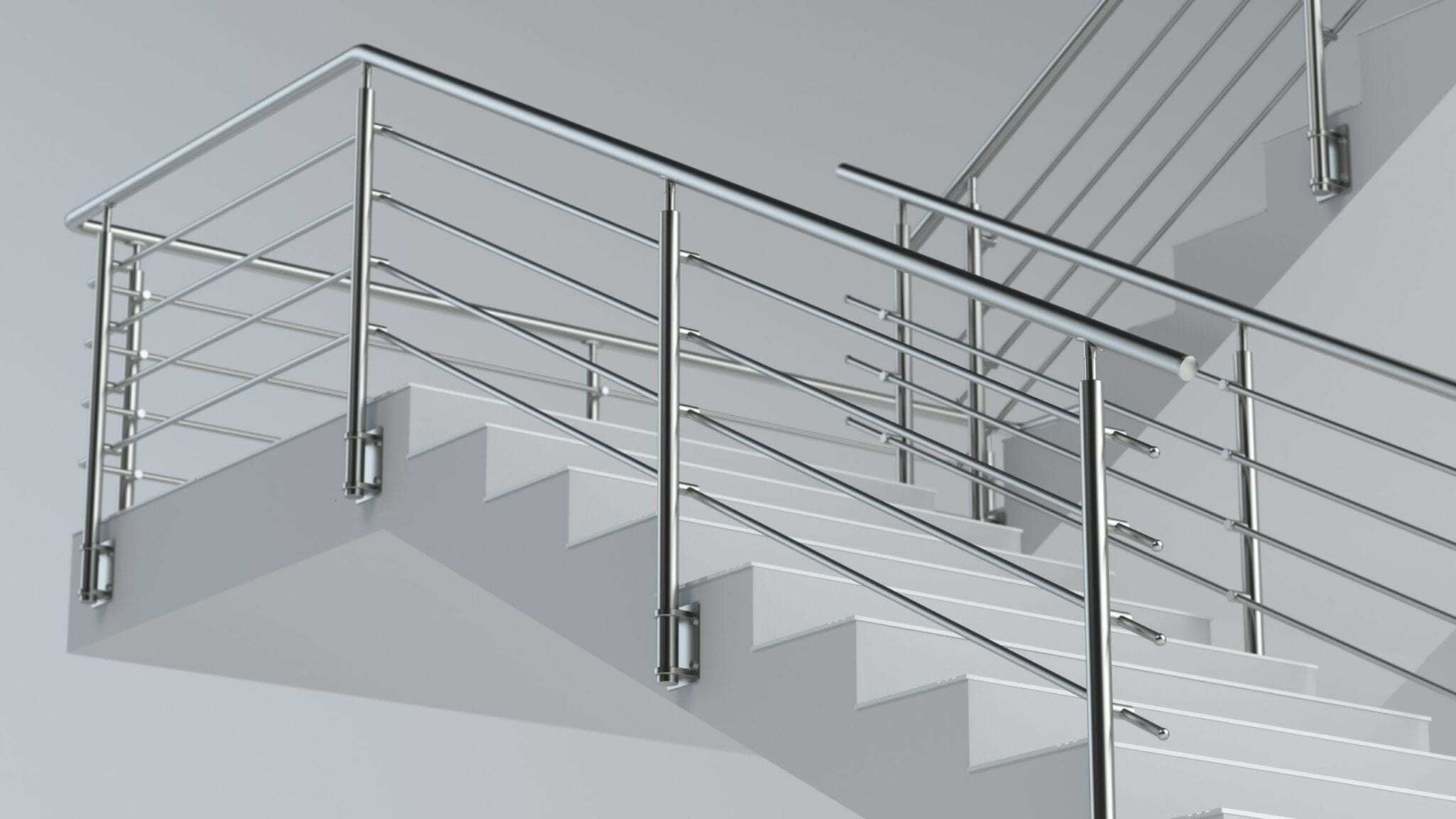 Stairs and stainless steel railing v3, 3D illustration | Spooltech ...